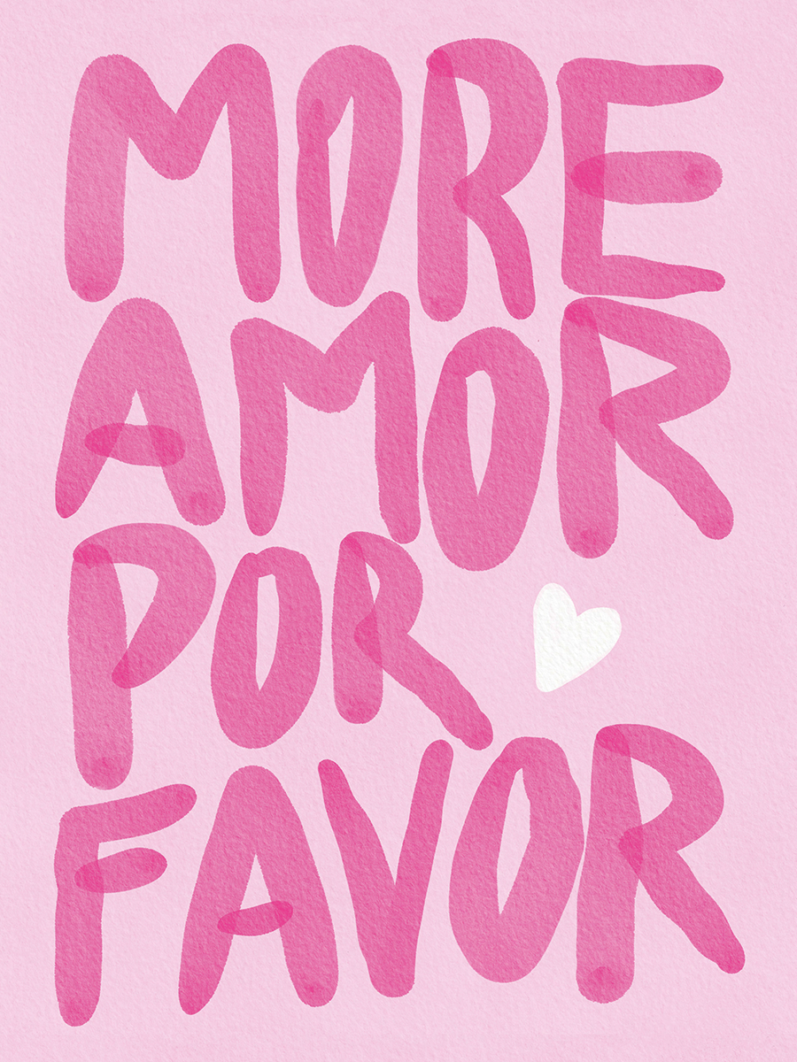 Stilvolles Poster für mehr Liebe - more amor por favor pink